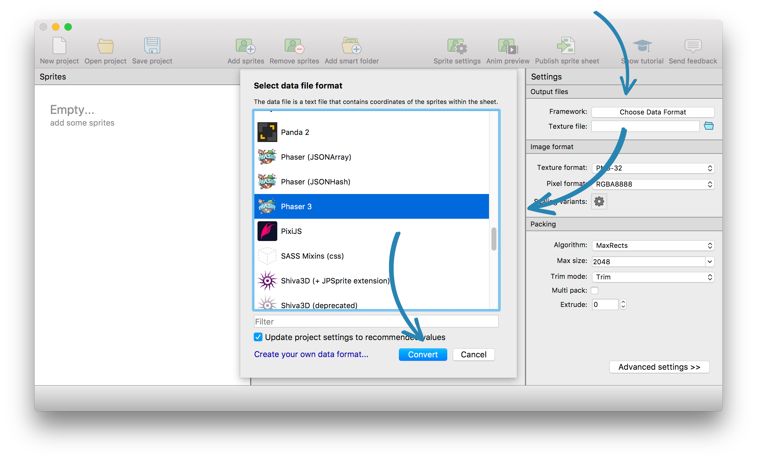 如何使用TexturePacker为Phaser 3创建精灵表-自学php网